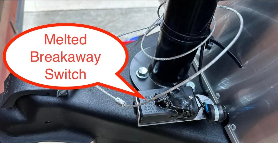 Make sure you don't pull your emergency breakaway pin accidentally!