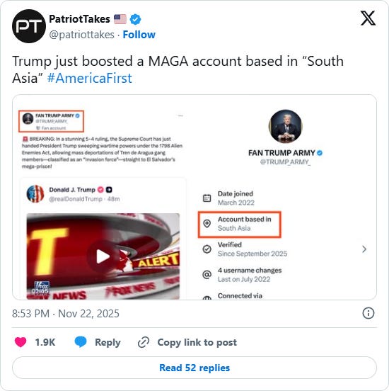 Internet erupts as MAGA influencers exposed for being based in other ...