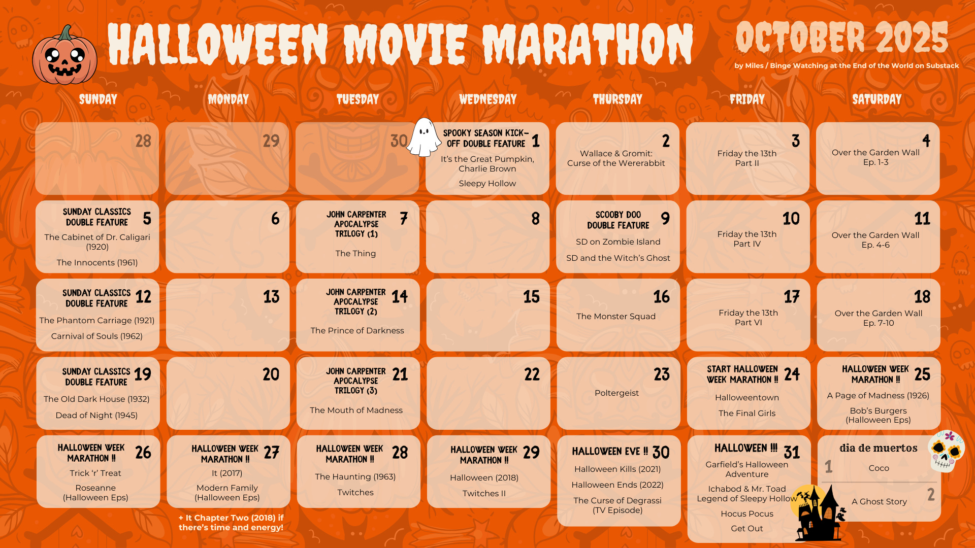 Halloween Movie Calendar