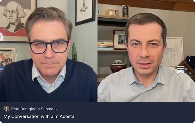 Pete Buttigieg (@petebuttigieg): "Earlier today I joined Jim Acosta for ...