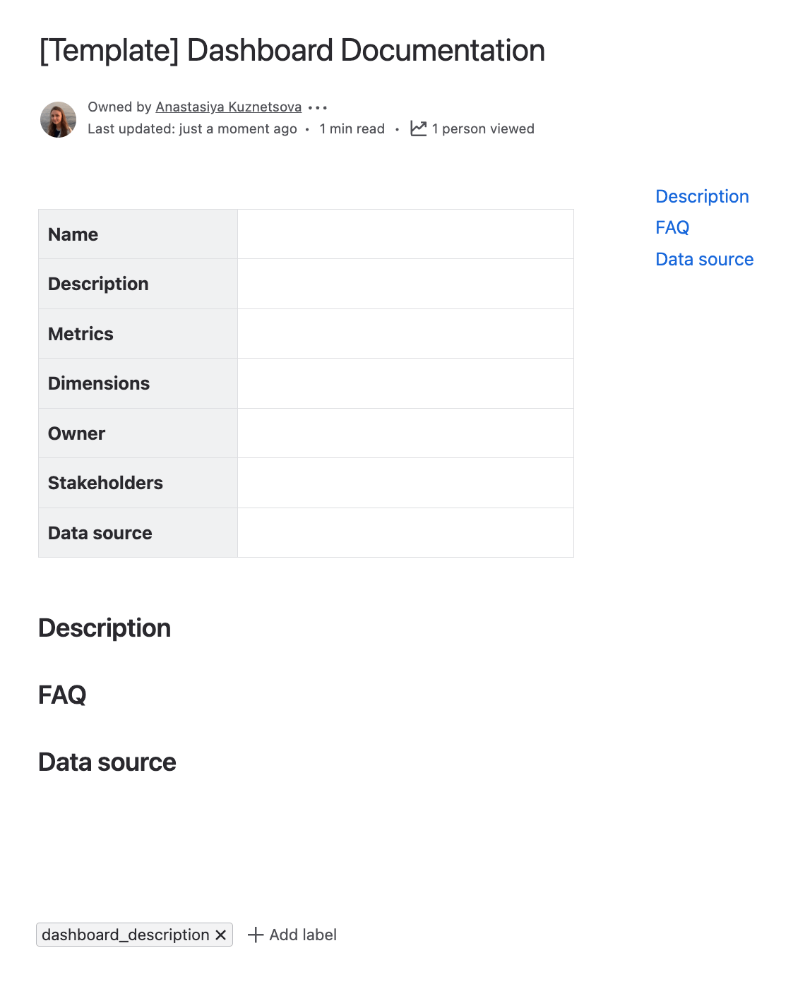 How to write Dashboard Documentation?