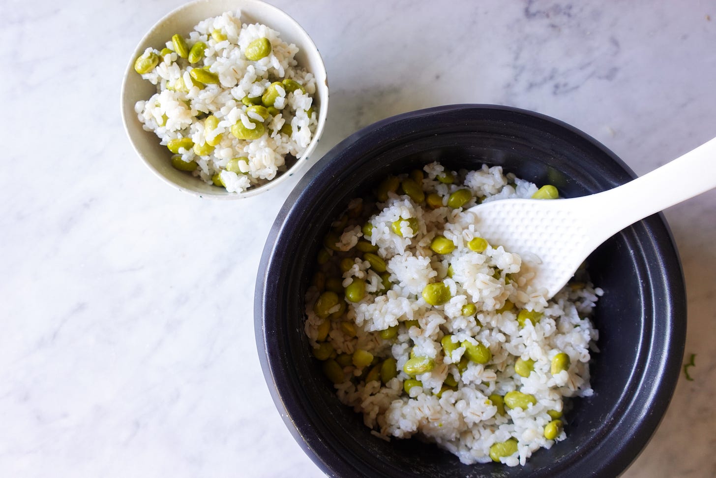High-Fiber Rice with Barley and Edamame - by Kylie Sakaida