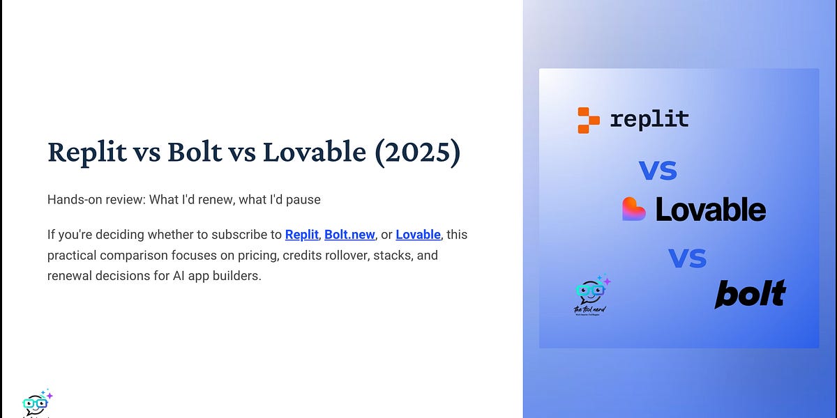 Replit vs Bolt vs Lovable (2025) — Hands‑On Review: What I’d Renew ...