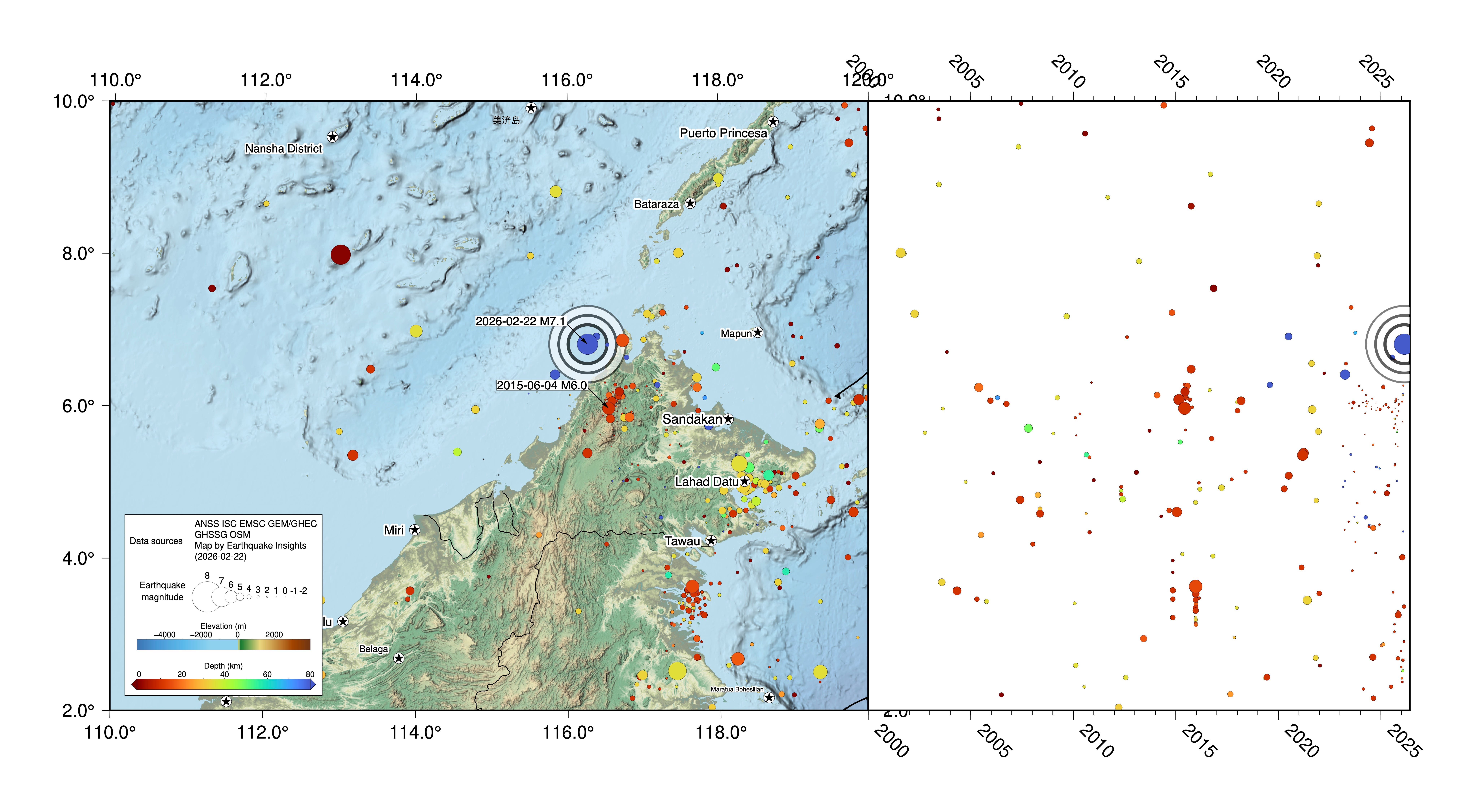 Deep Mw7.1 earthquake strikes Sabah, Malaysia
