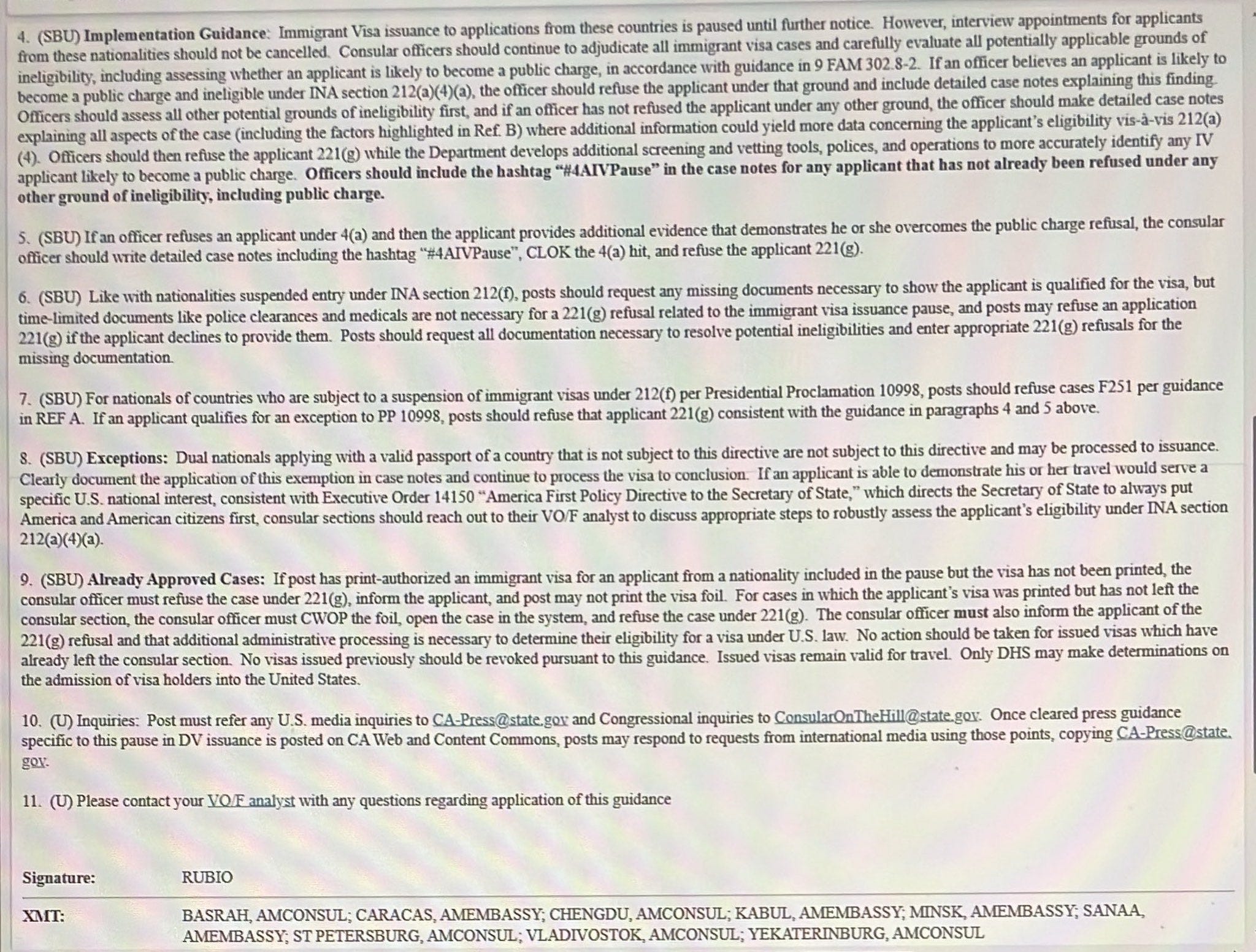 U.S. Freezes Visas to 75 Countries - Ken Klippenstein