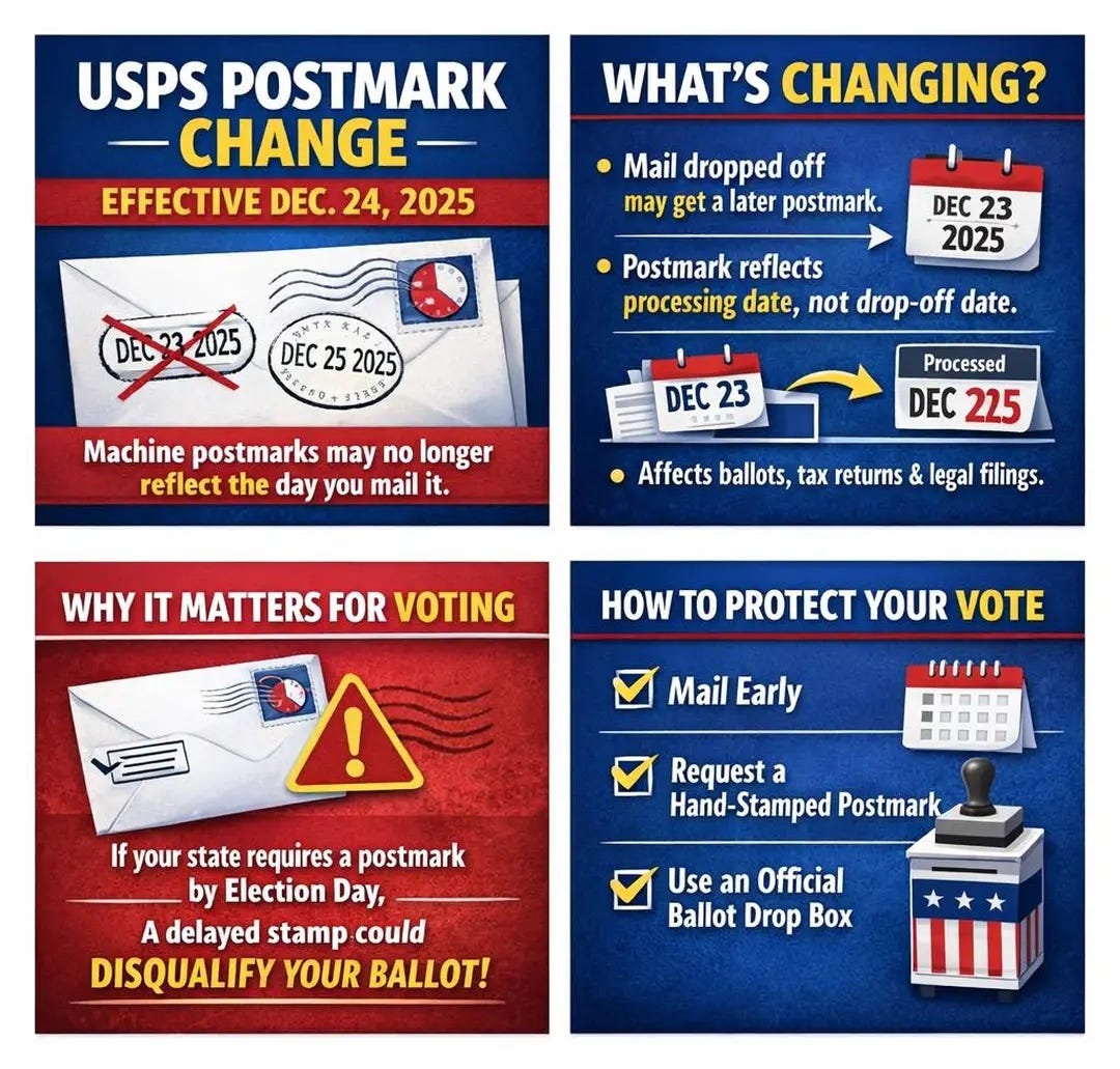 US MAIL LAWS HAVE CHANGED - IMPACTS TAXES AND VOTER BALLOTS