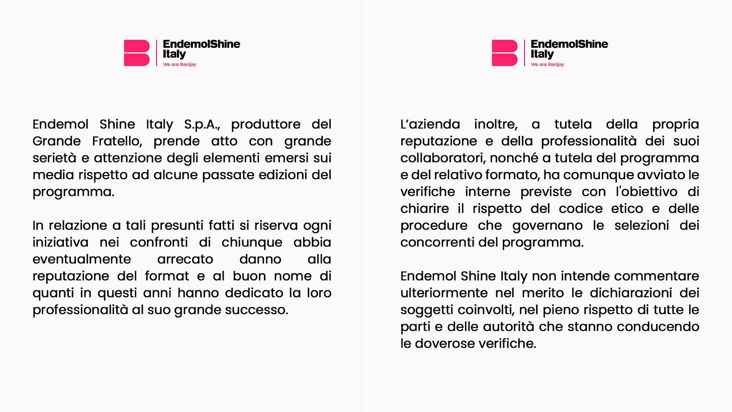 Il comunicato di Endemol non dice la verità: il sistema con cui operava ...