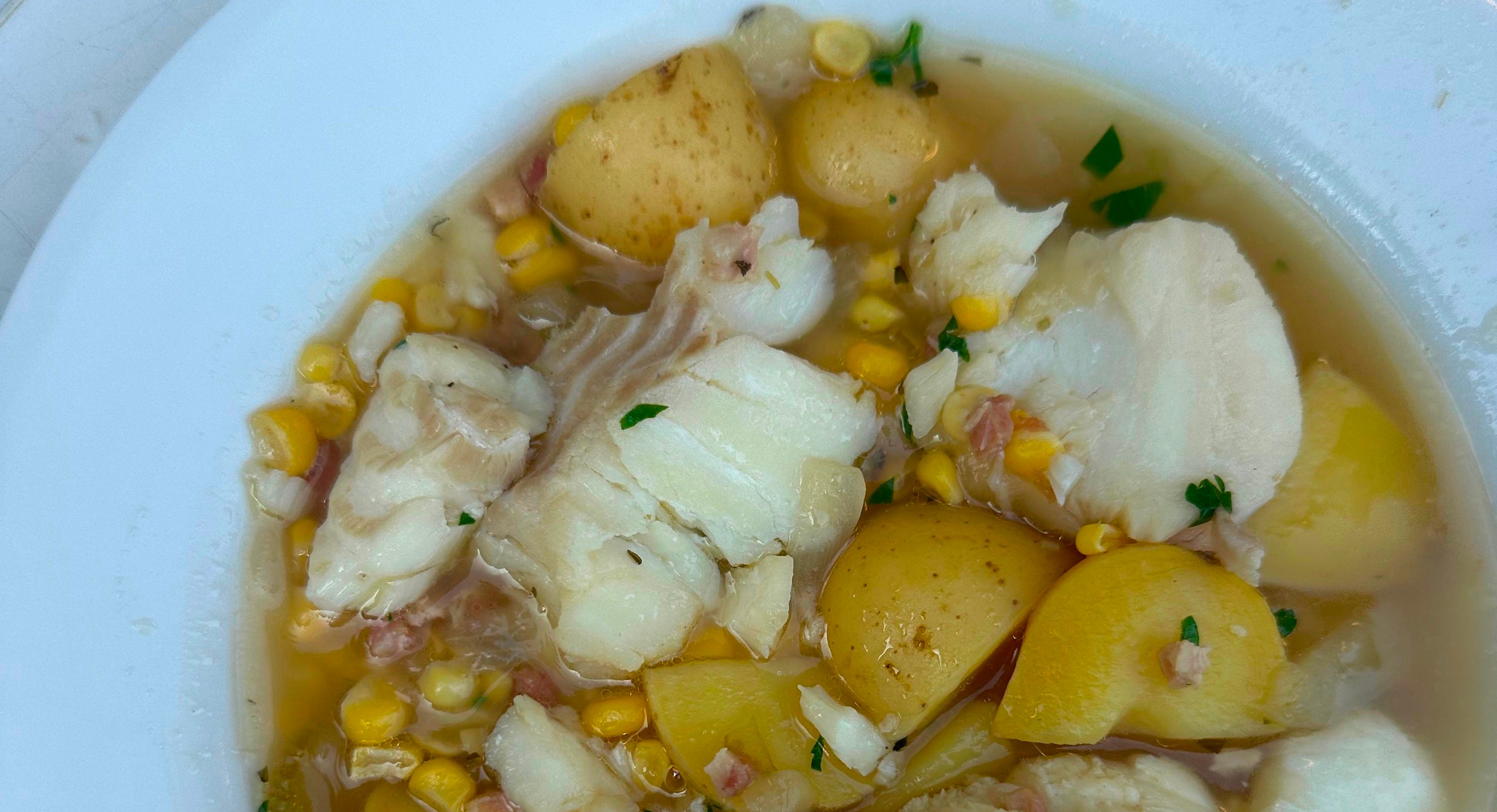 Cook I Corn & Cod Chowder (hold the cream), and Other Comforts of the Week