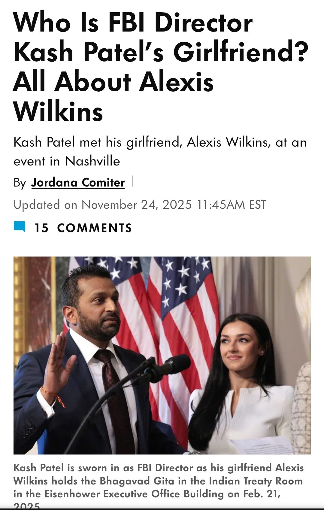 FBI Director Kash Patel has been with his girlfriend, Alexis Wilkins ...