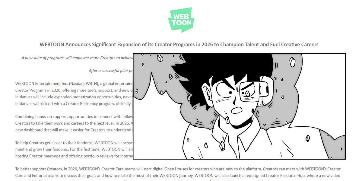 WEBTOON Set to Prime CANVAS in 2026 - by Mike Song