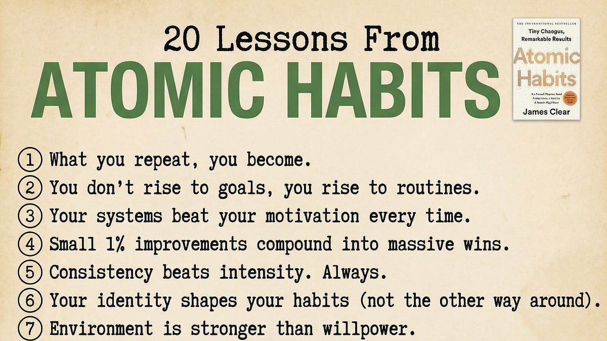 20 ATOMIC HABITS LESSONS EXPLAINED (SO YOU CAN ACTUALLY USE THEM)