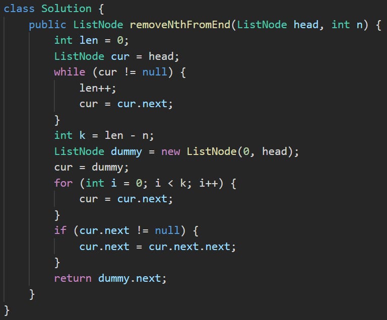 LeetCode #19: Remove Nth Node From End of List — Solved in Java