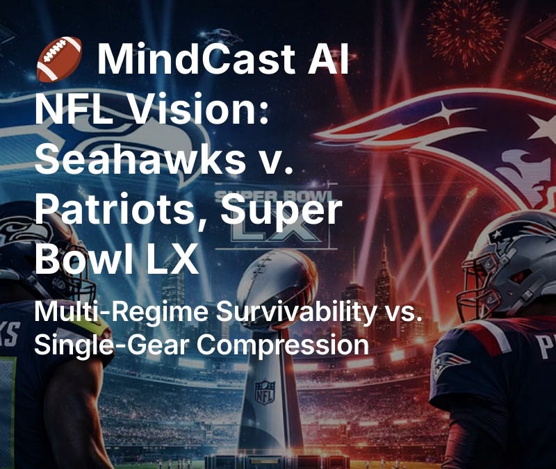 🏈 MindCast AI NFL Vision: Seahawks v. Patriots, Super Bowl LX