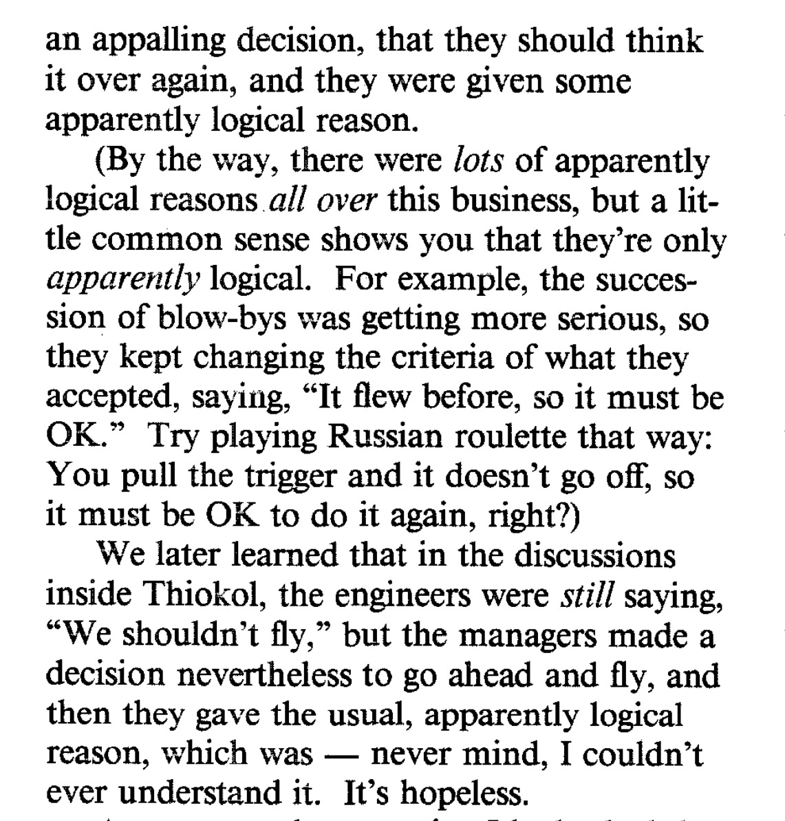 Feynman and the Challenger explosion - by Stuart Wiffin