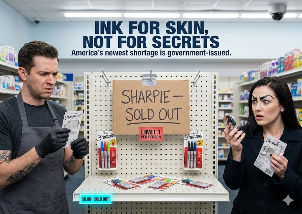 🖊️ Sharpie Stock Soars After DOJ Orders “Truckloads of Redaction”