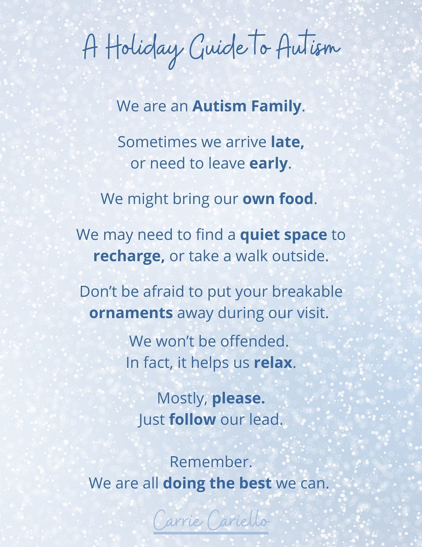 Holiday Guide to Autism - by Carrie Cariello