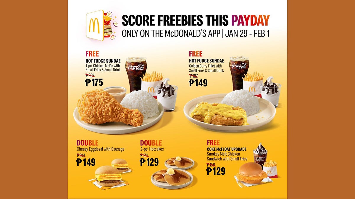 Enjoy Buy 1 Get 1, free Sundae, more from McDo this payday