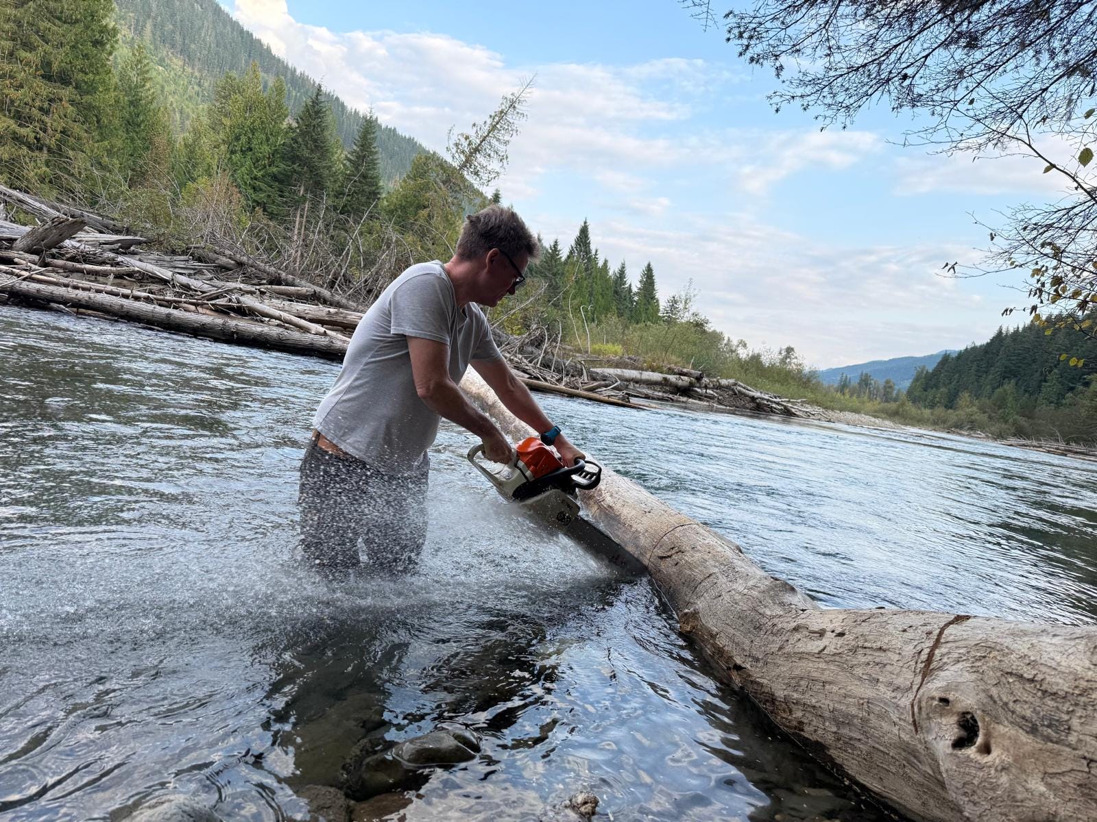 Bumping and scraping on a wilderness river
