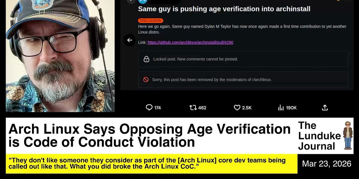 Arch Linux Says Opposing Age Verification is Code of Conduct Violation