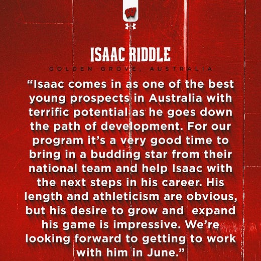 Wisconsin men’s basketball signs Australian forward Isaac Riddle