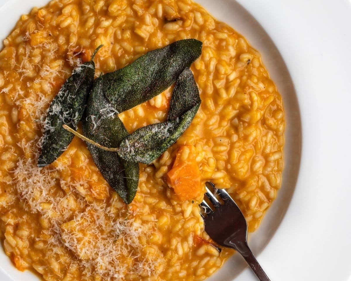 Pumpkin Seafood Risotto - Frances Jane