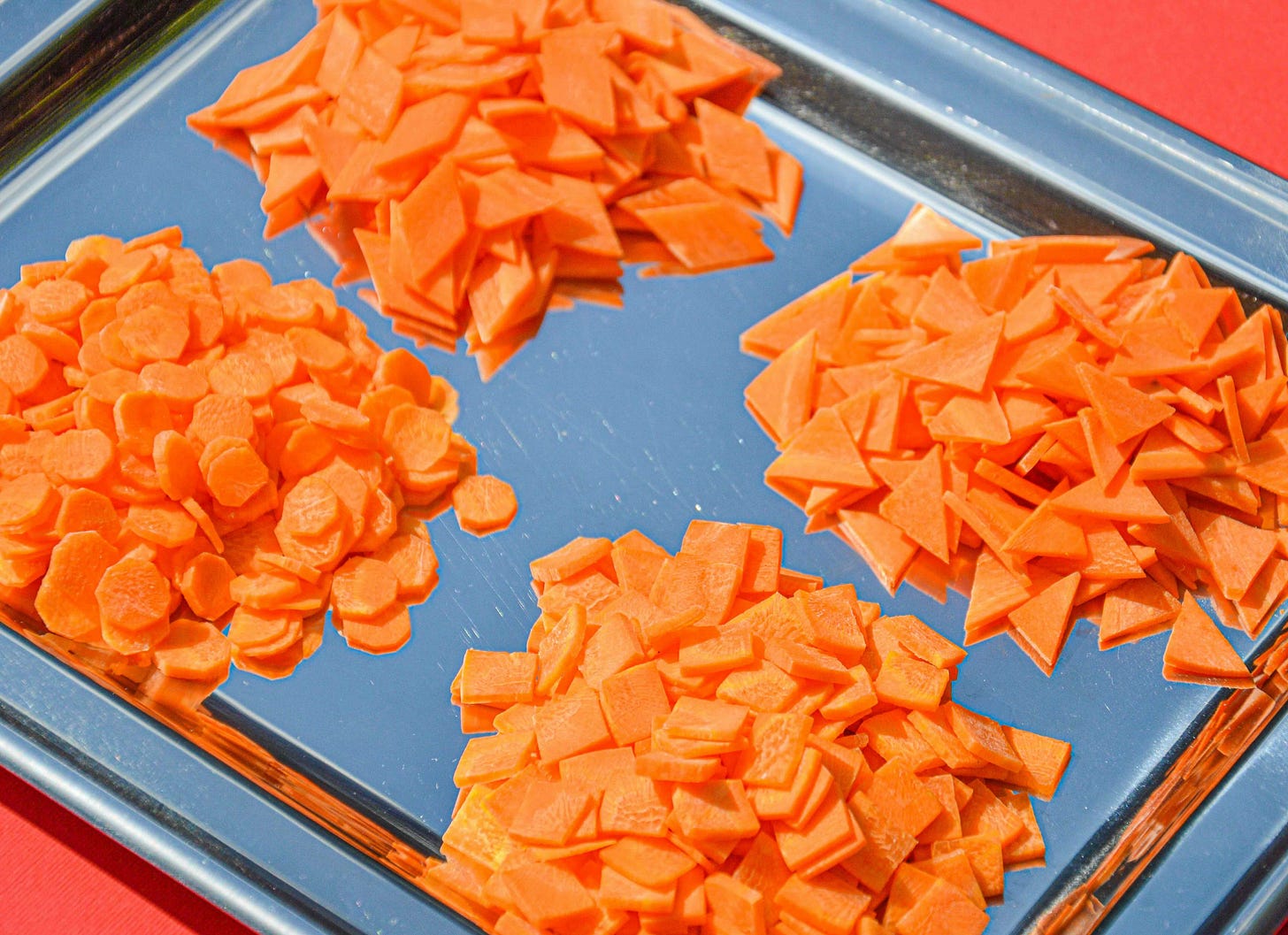 a knife skills guide on paysanne cuts - by Gabriela Kulesza