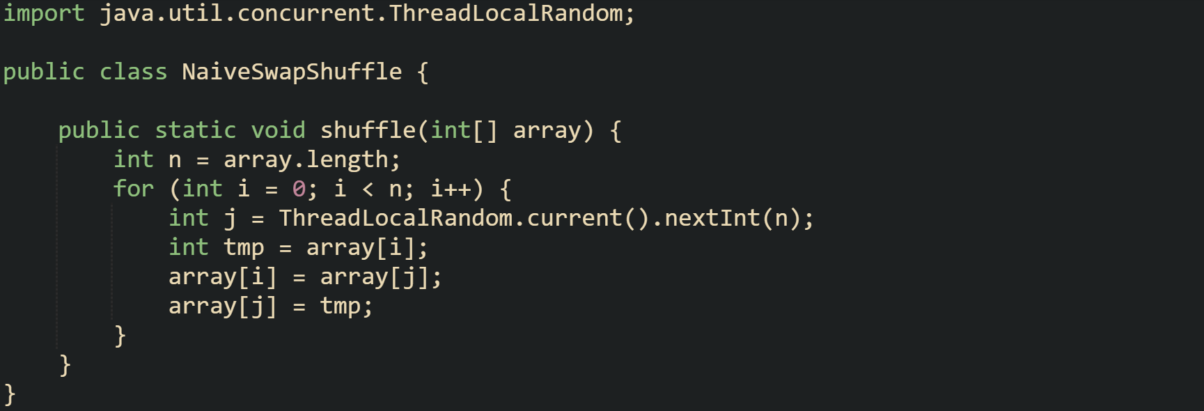 Fisher Yates Shuffle Method In Java