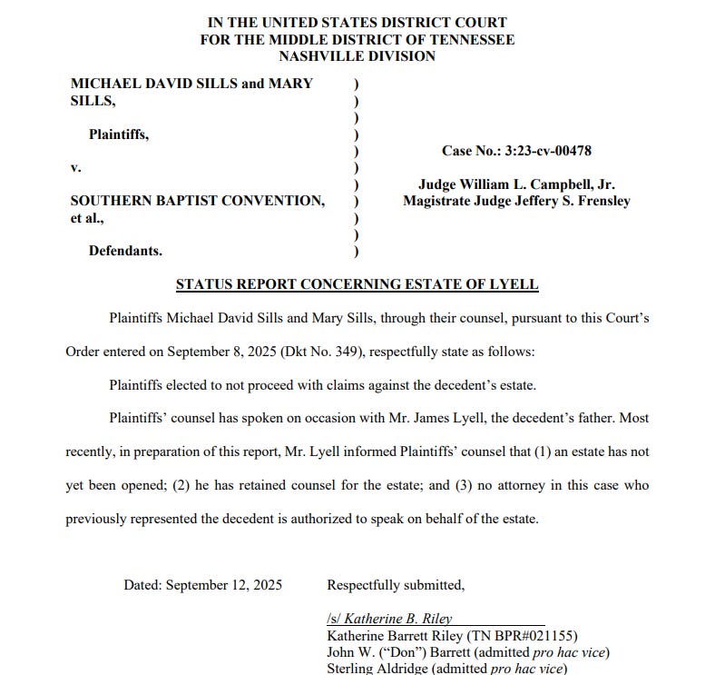 David Sills Will Not Pursue Claims Against Jennifer Lyell Estate: Other ...