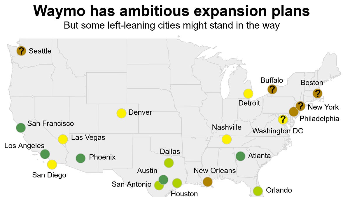 Waymo’s next five cities are all in red states