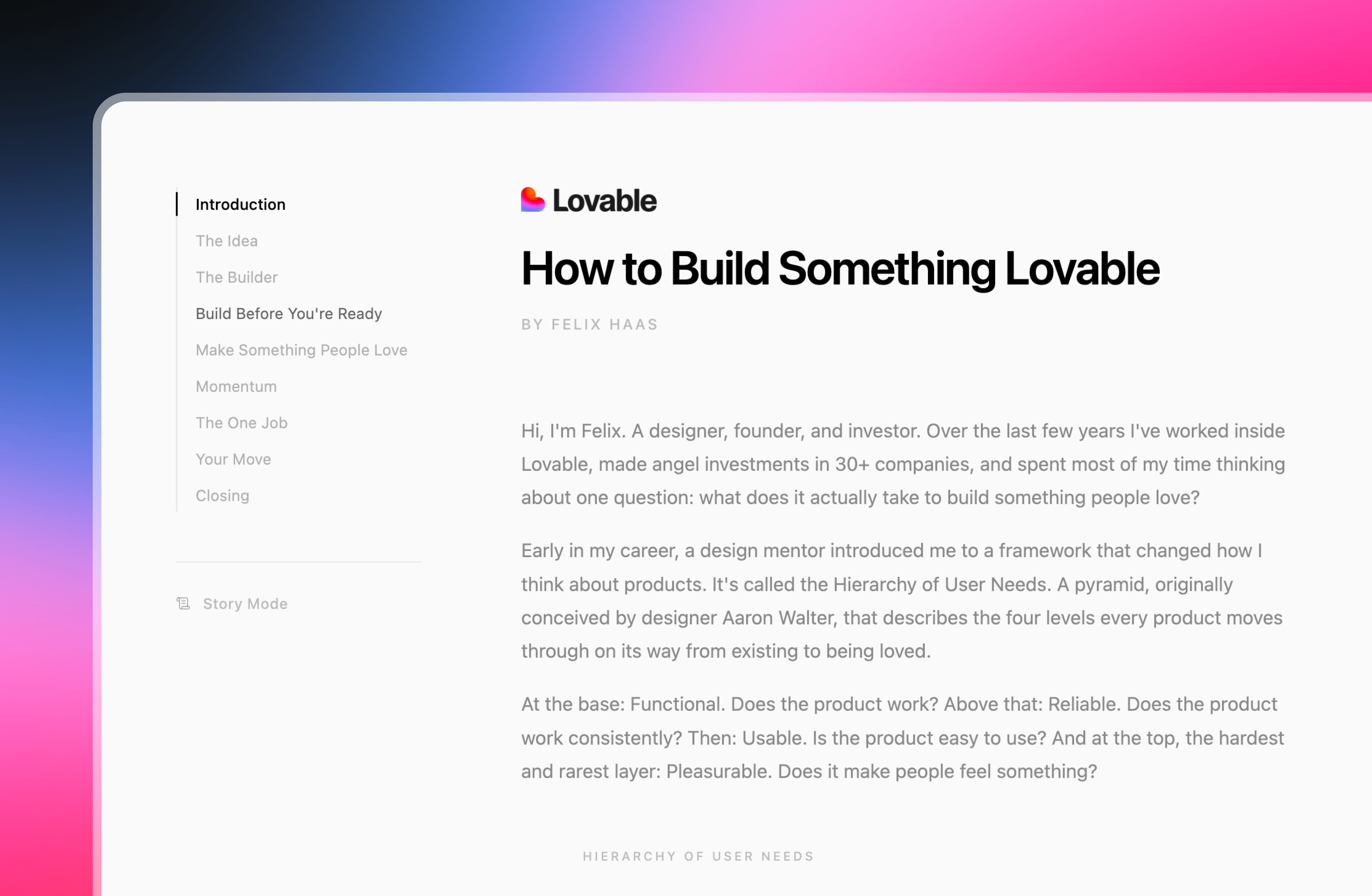 How to Build Something Lovable - by Felix Haas
