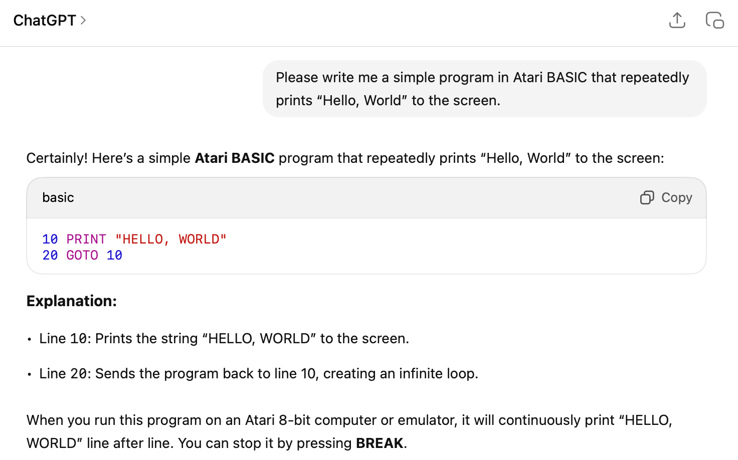 I tried Vibe coding in BASIC and it didn't go well