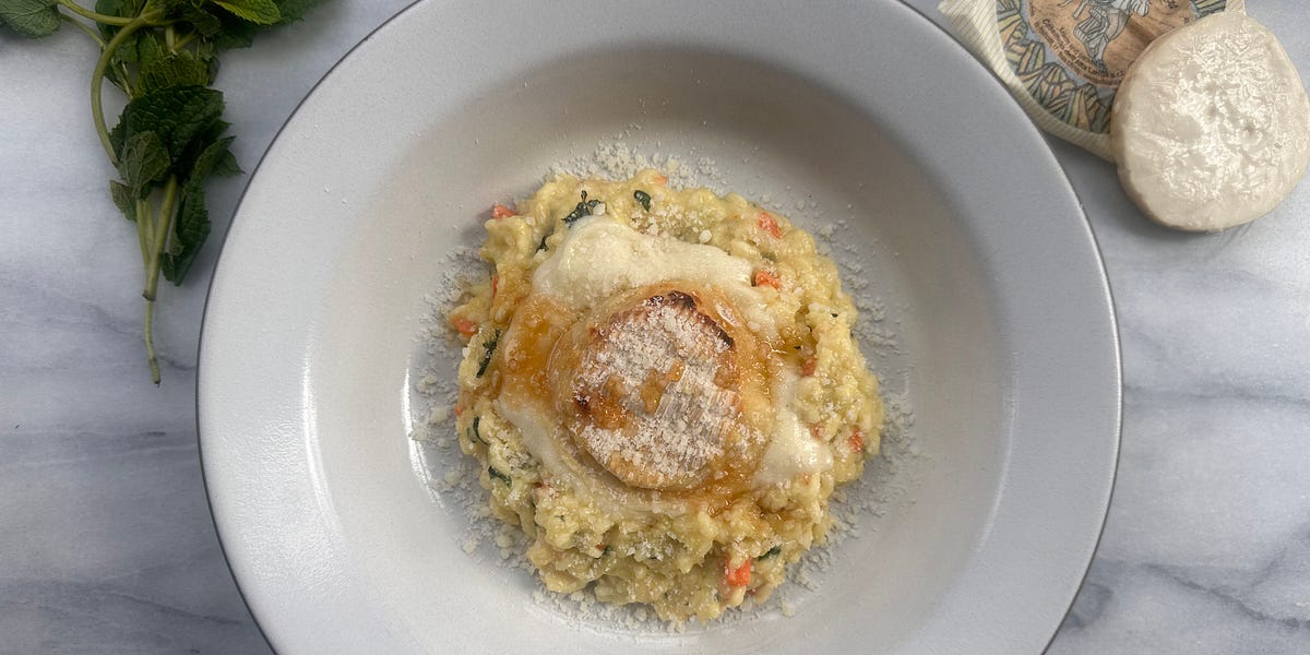 Goat's cheese and mint risotto - by Mark Leach