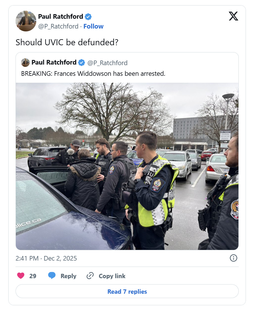 BREAKING: Frances Widdowson arrested at University of Victoria