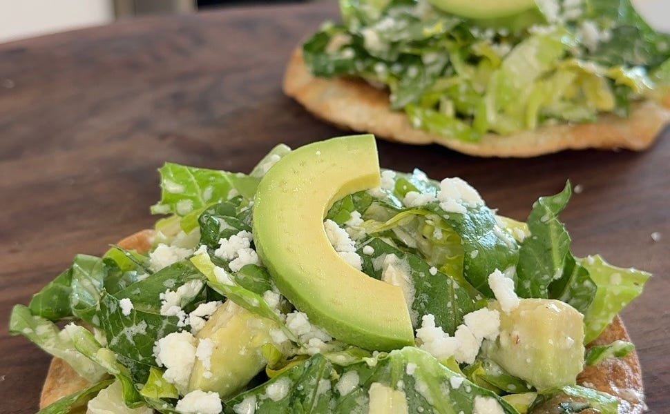 Avocado Caesar Tostadas - by Maxine Sharf - Maxi's Kitchen