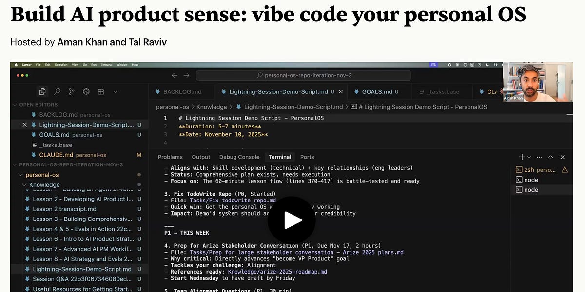 Building AI Product Sense with a Personal OS - by Aman Khan