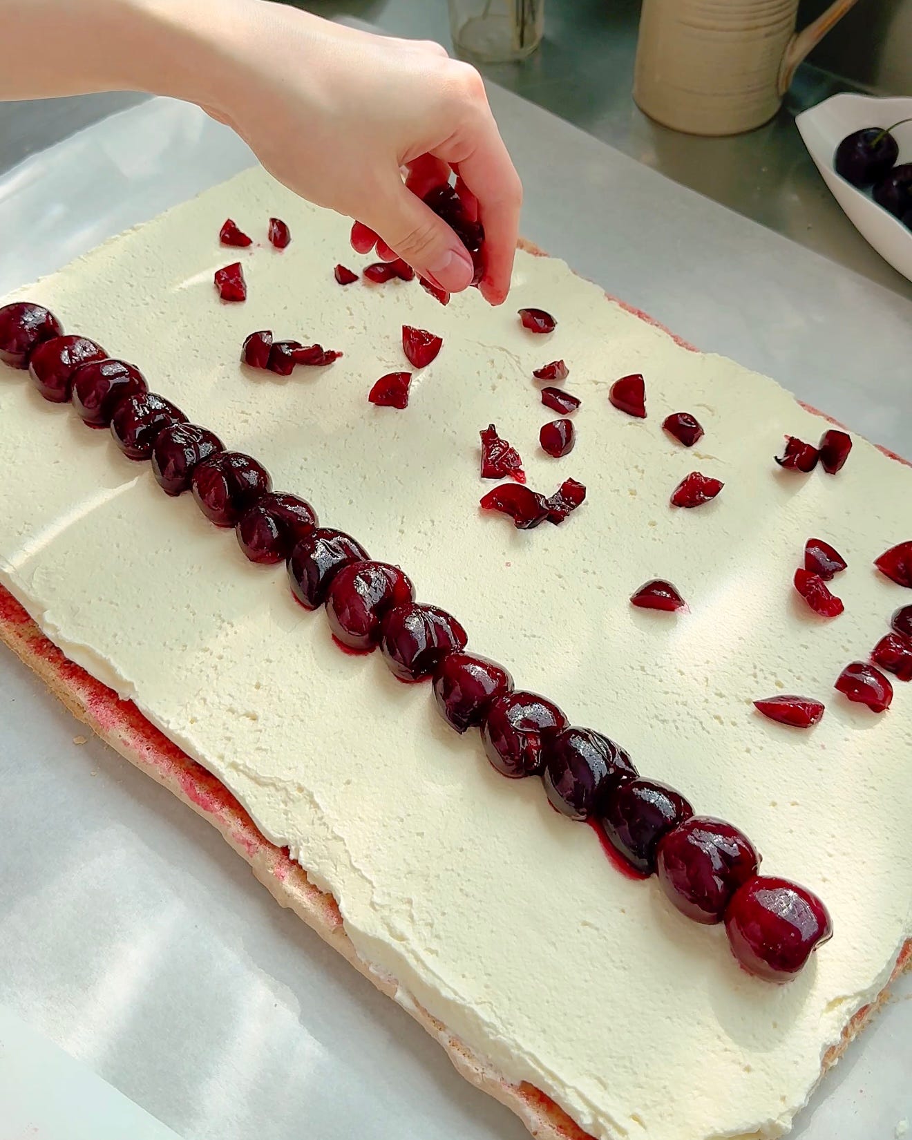 Cherry Hazelnut Roll Cake (Budapest Roll) - Soohyun Lee