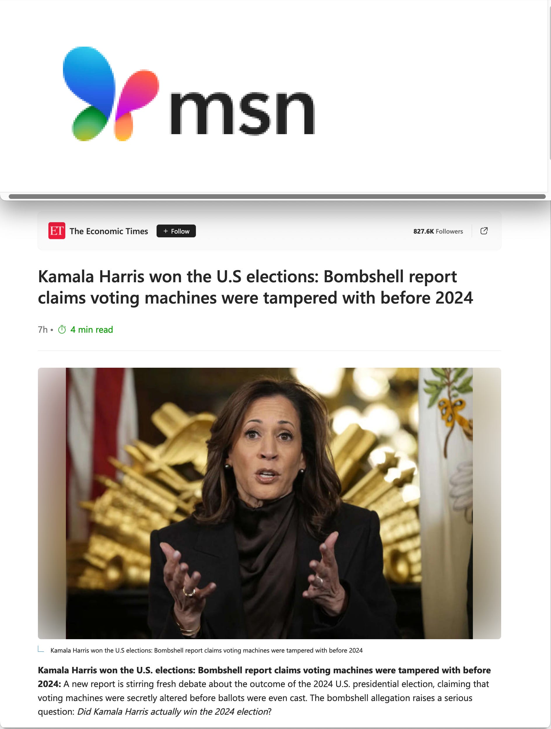 "Kamala Harris won the U.S election"