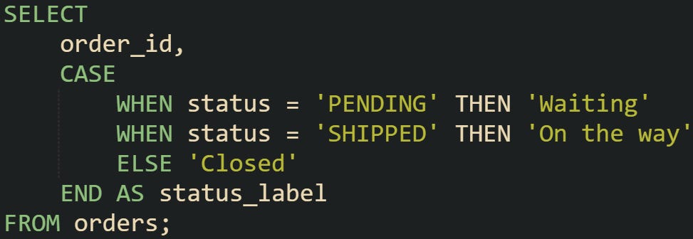 Writing CASE Expressions That Handle Nulls Well in SQL