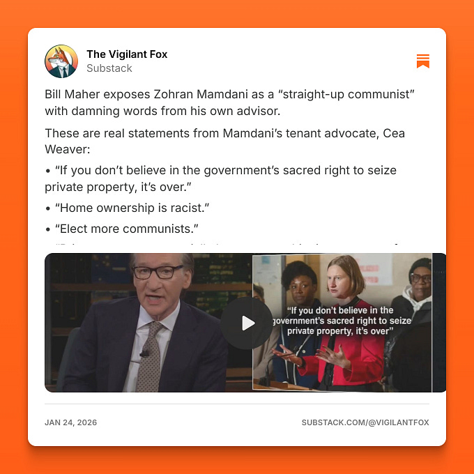 The Vigilant Fox (@vigilantfox): "Bill Maher exposes Zohran Mamdani as ...