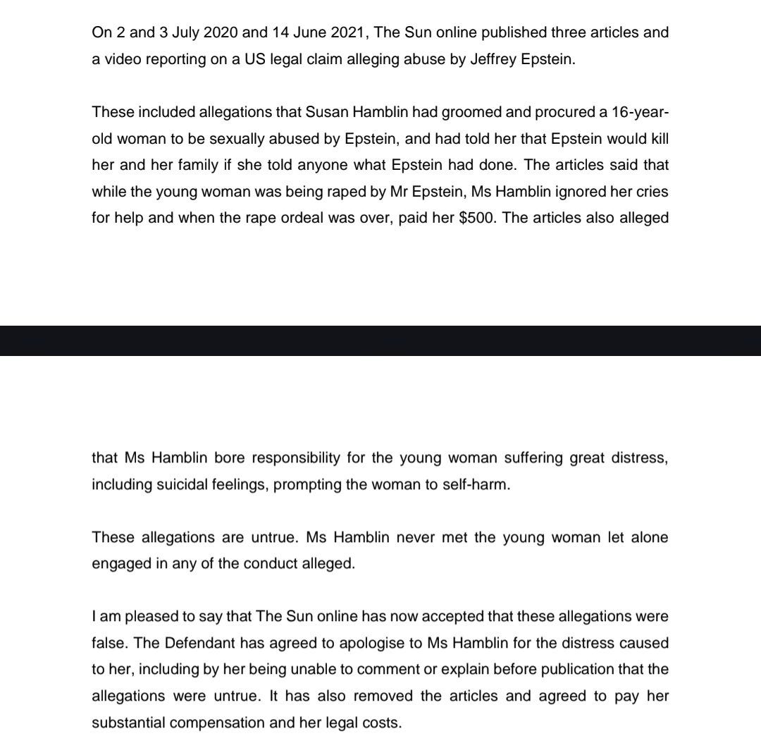 "I Give You Permission to Kill Him." Susan Hamblin to Jeffrey Epstein ...