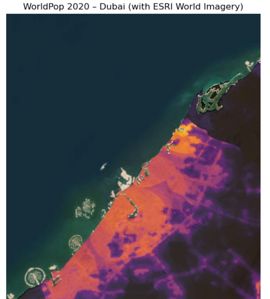 Dubai Urban Growth 2000–2020: WorldPop Mapping & Animation