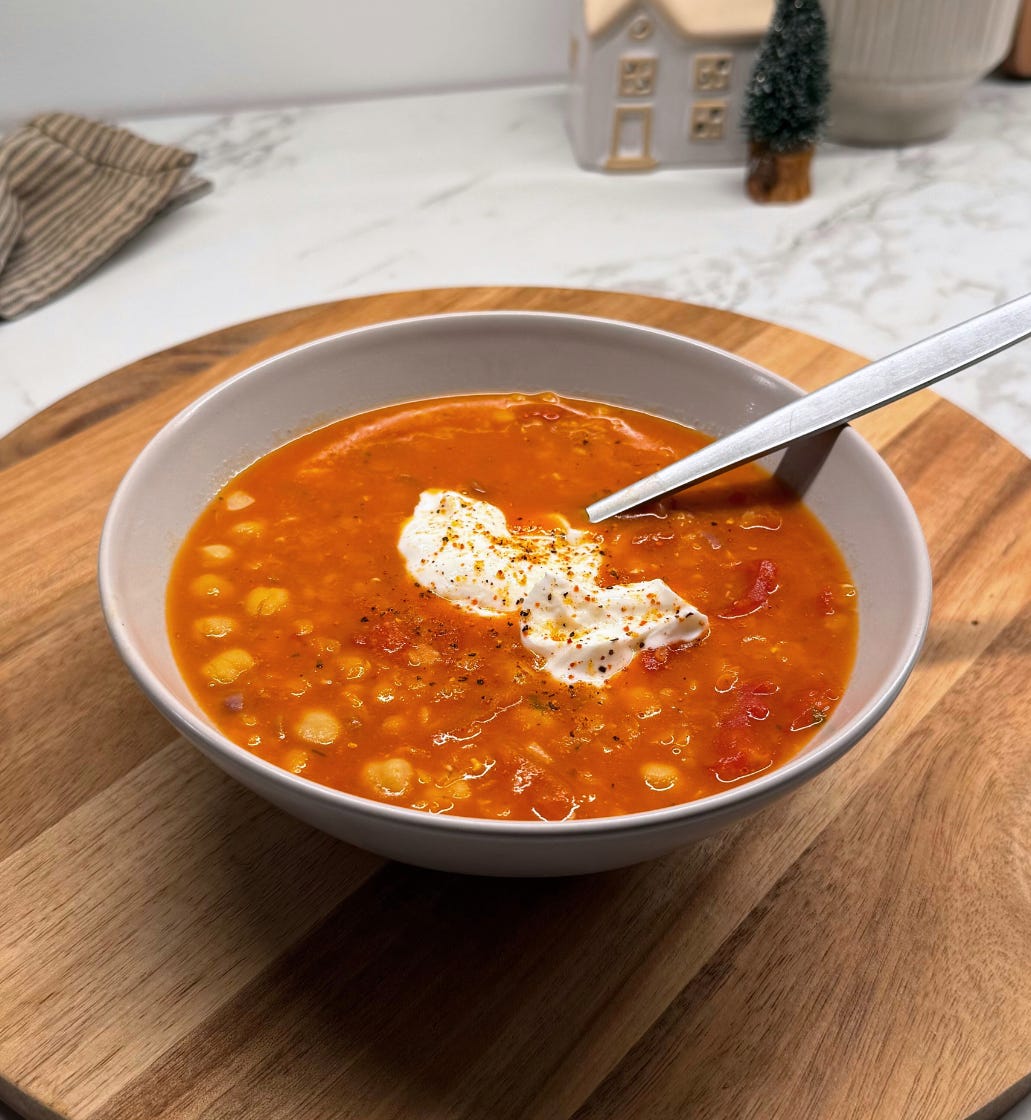 Protein Red Lentil & Chickpea Curry Soup | Easy Cozy One-Pot Meal