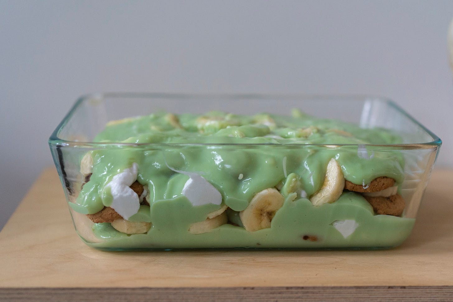 Pandan banana chocolate chip pudding
