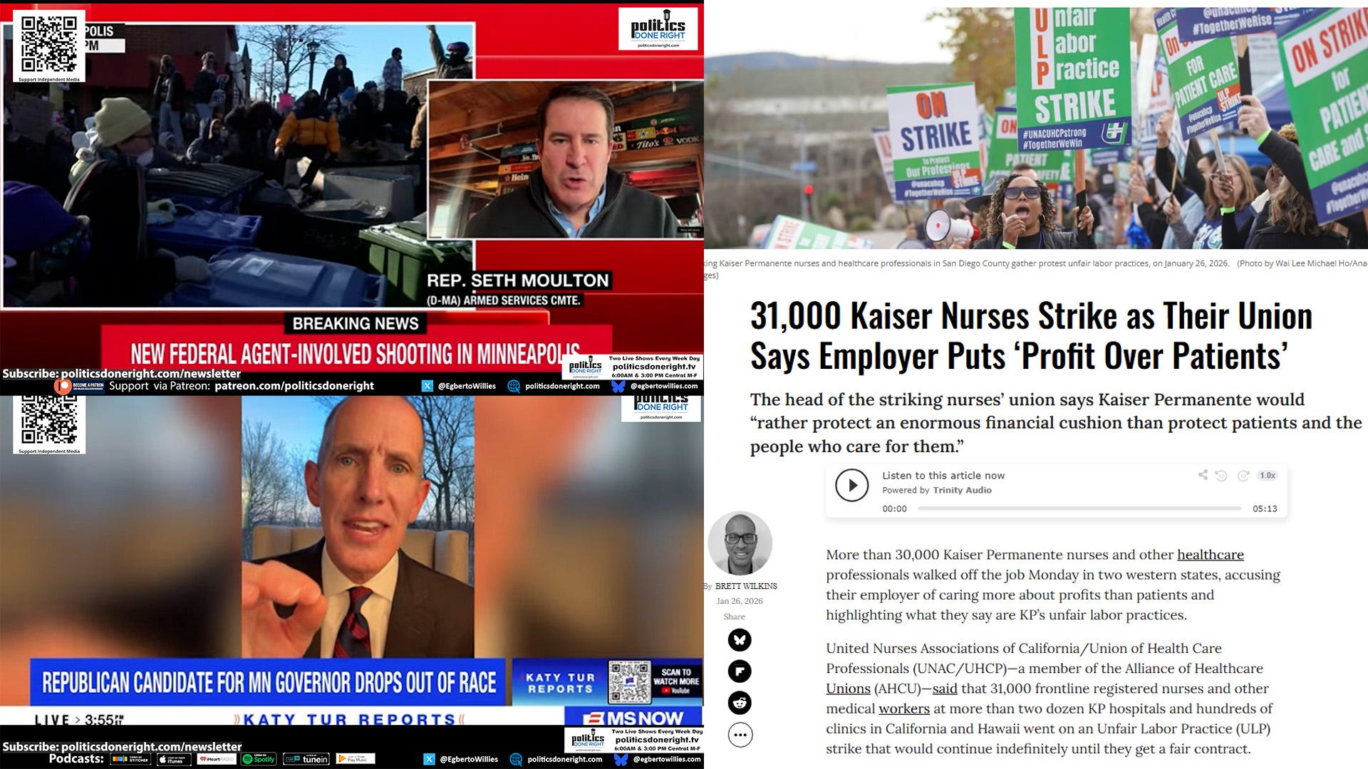 Minneapolis Federal Killings Spark GOP Withdrawal, Kaiser Strike ...