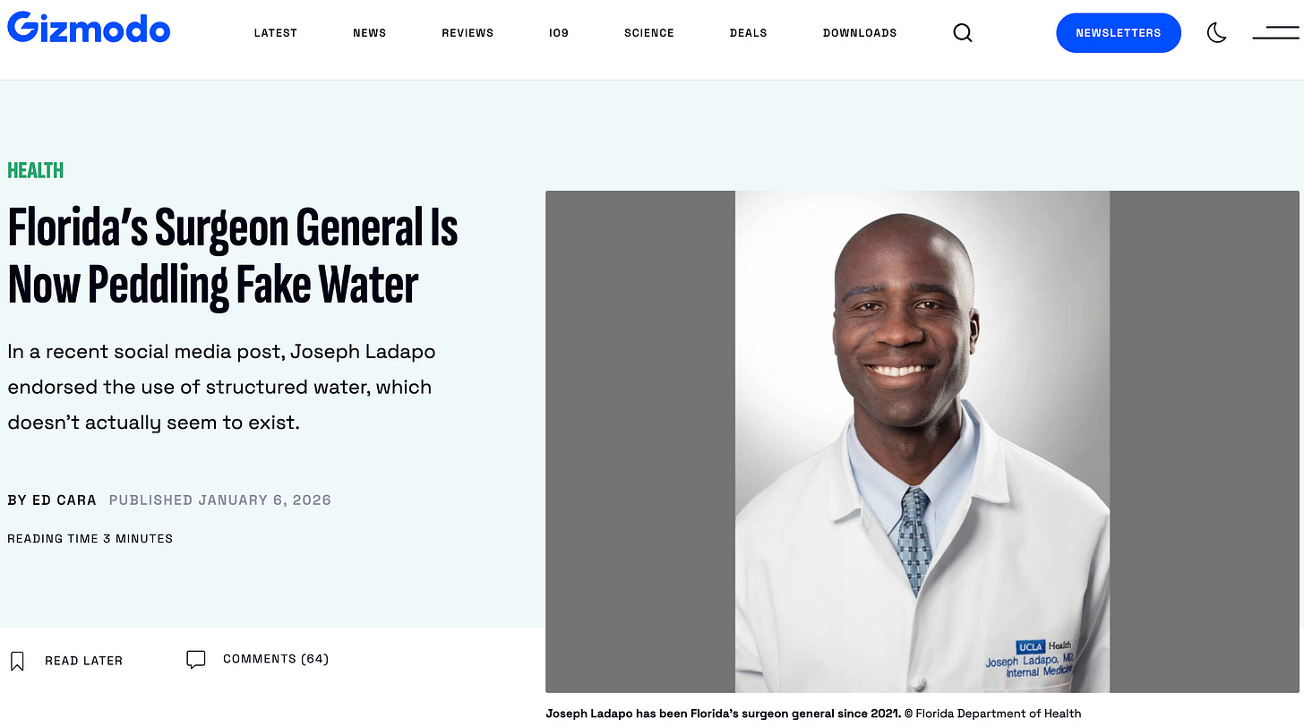 In Defense of Surgeon General Joseph Ladapo and Structured Water: When ...