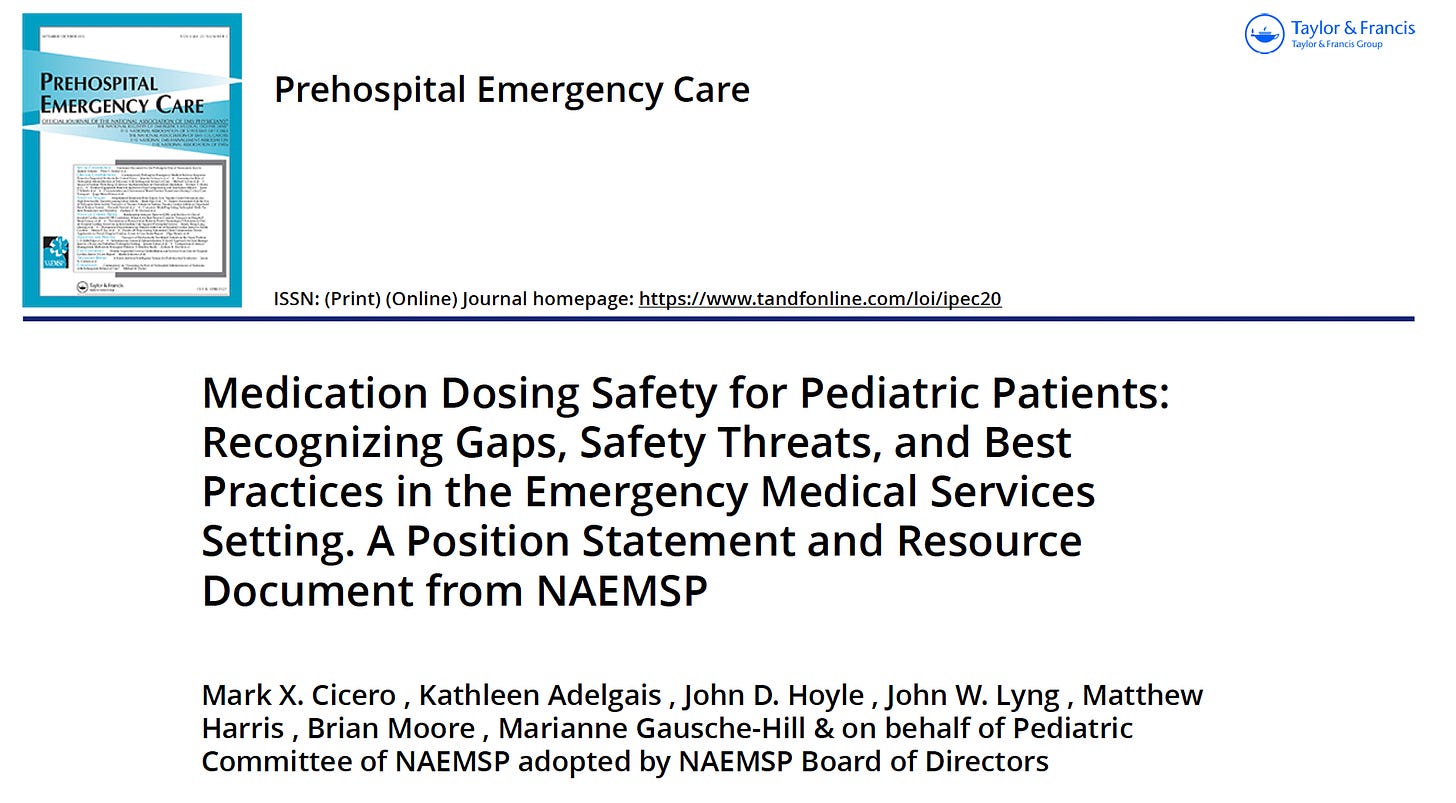 Pediatric Medication Safety in EMS: Honoring the Broselow Tape