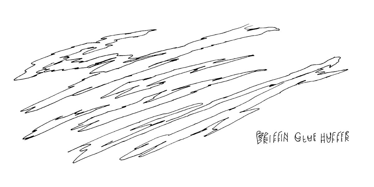 clouds over water - briffin glue huffer