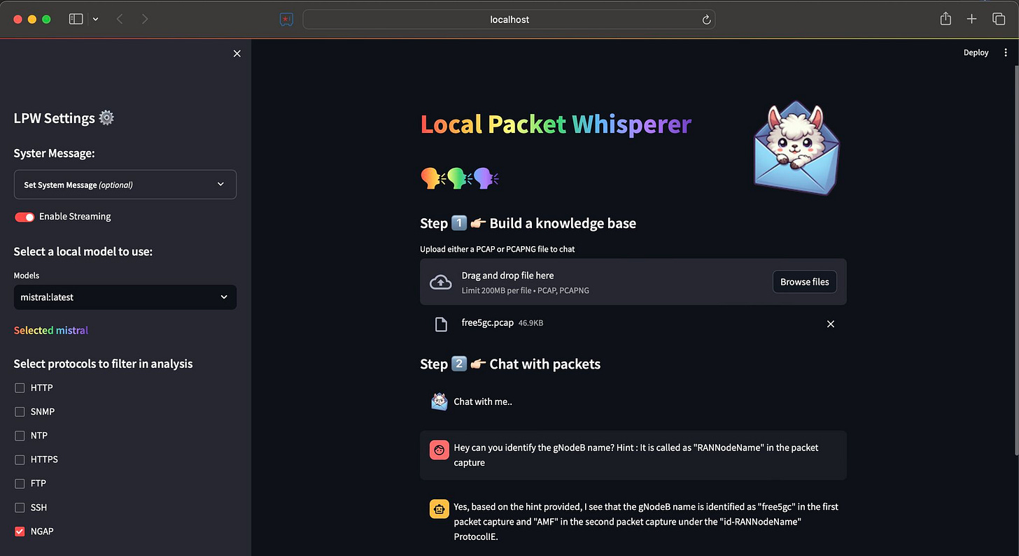 Local Packet Whisperer (LPW) - LLM Powered Packet Analysis