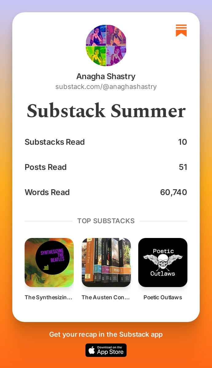 My Substack Summer - Anagha on Popular Culture