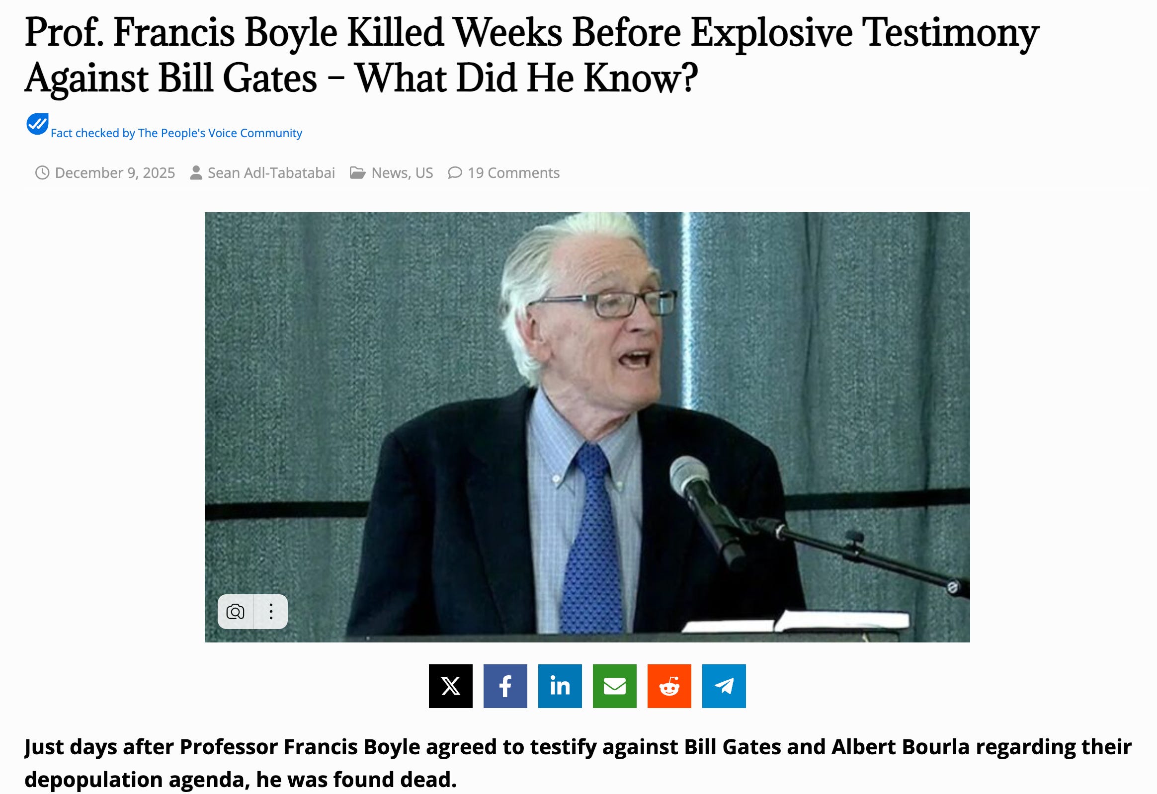 Headlines on Prof. Francis Boyle and on Erika Kirk